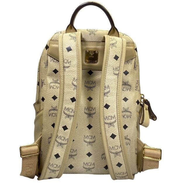 MCM Backpack Logo All-over Pattern PVC Beige Gold Har… - Gem