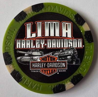 LIMA HARLEY-DAVIDSON (OH) Full Color WIDE Army Green/Black Poker Chip ...