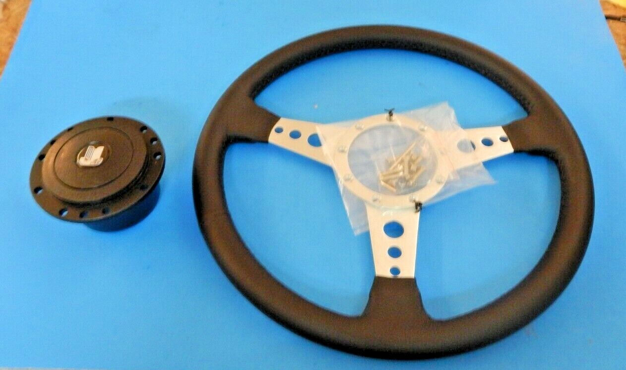 New 15" Genuine Leather Steering Wheel & Hub Adaptor Triumph TR4 TR4A ...