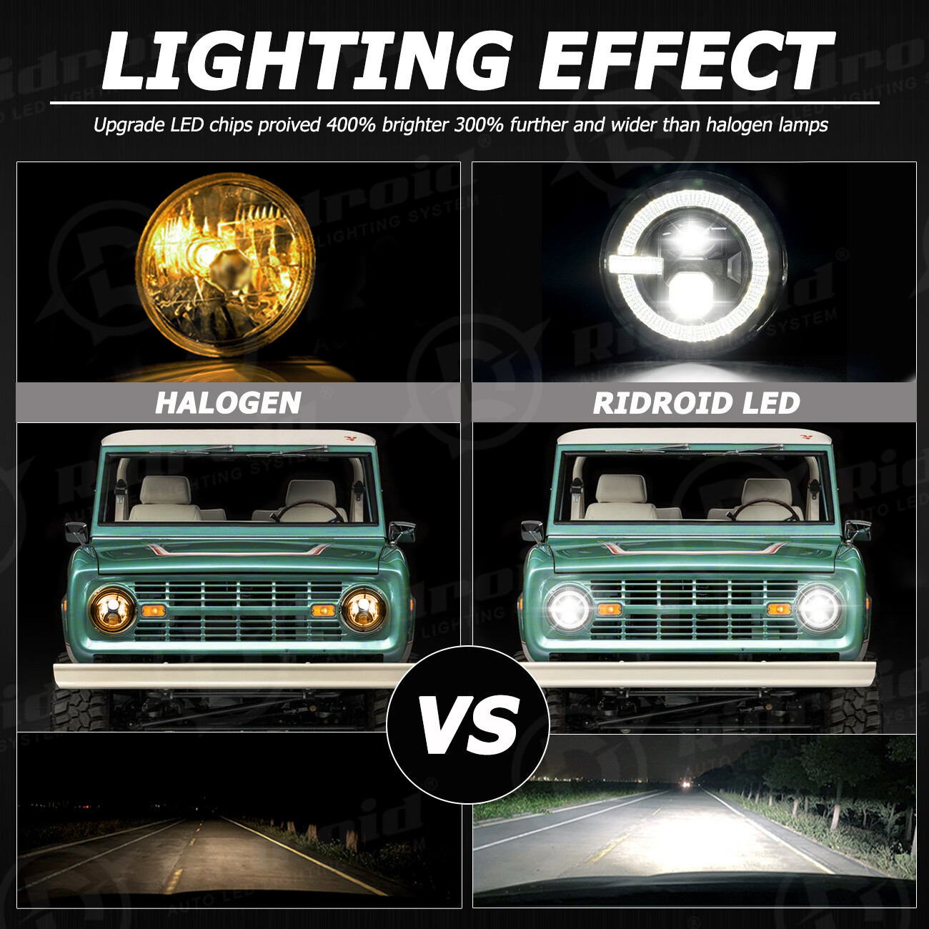 Pair 7inch Round Led Headlights For TOYOTA LAND CRUISER FJ40 FJ60 J80 ...