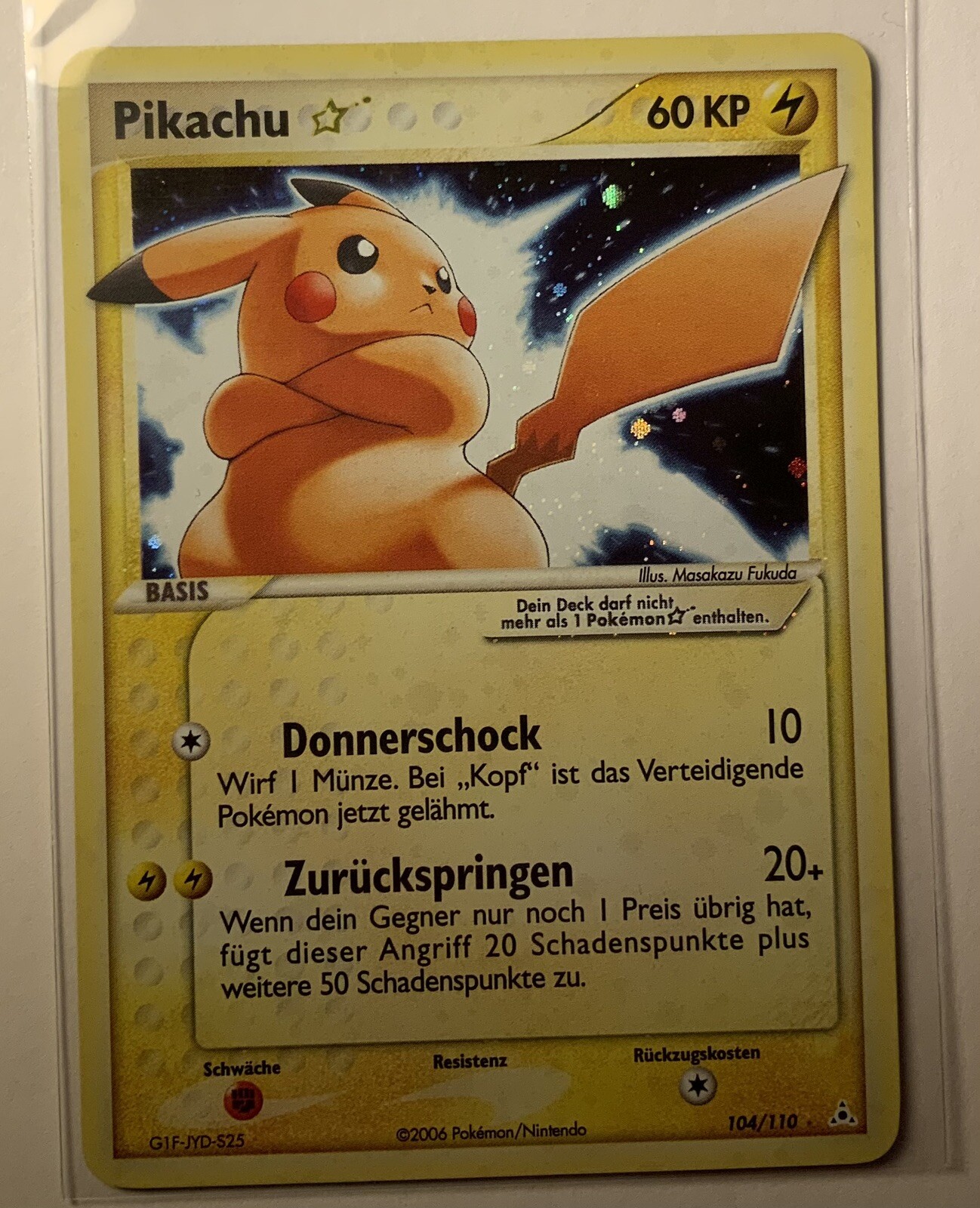 GERMAN Pikachu Gold Star EX Holon Phantom Holo 104/110 2006 Pokémon ...