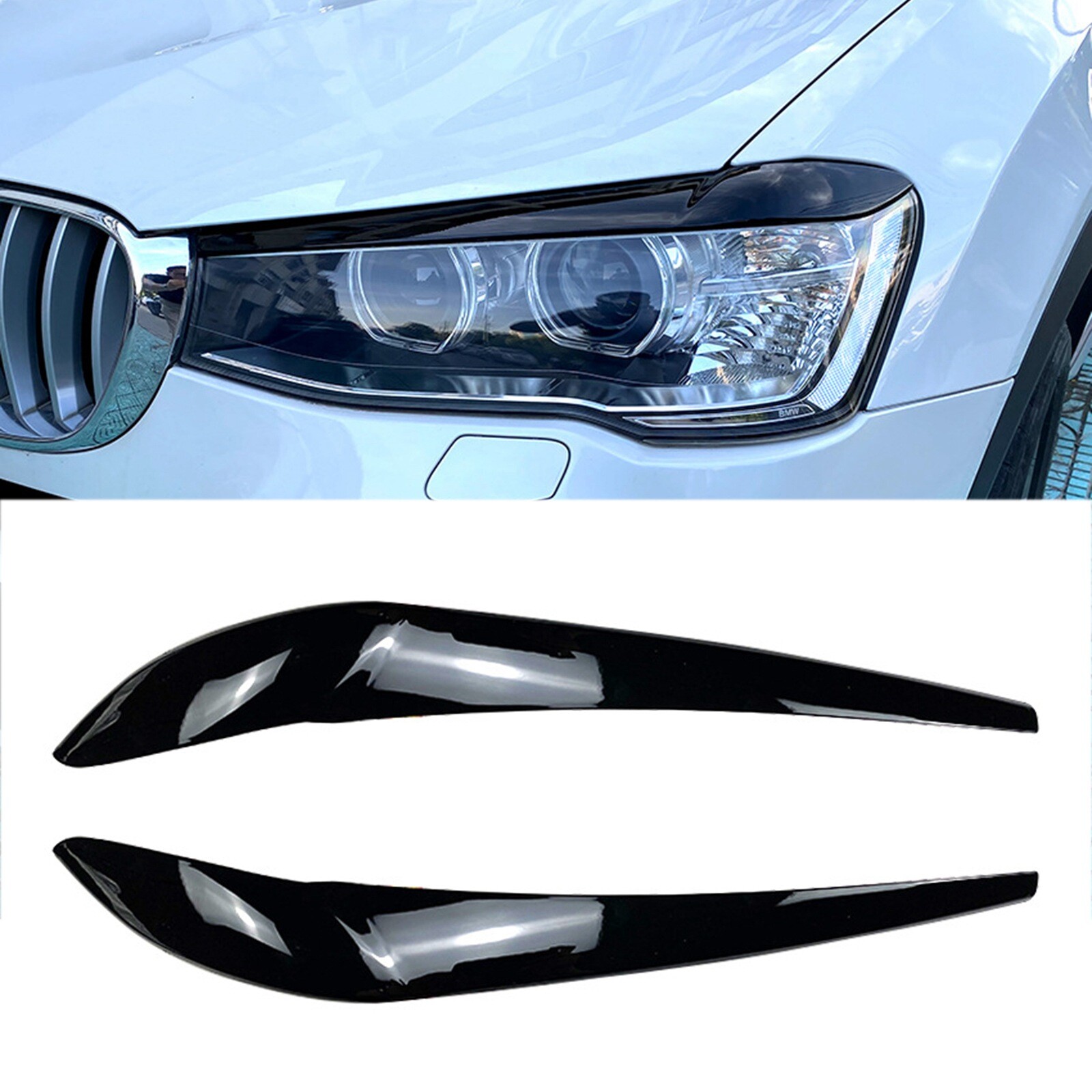 Car Front Headlight Eyebrows Eyelids Trim Cover For BMW X3 F25 X4 F26 ...