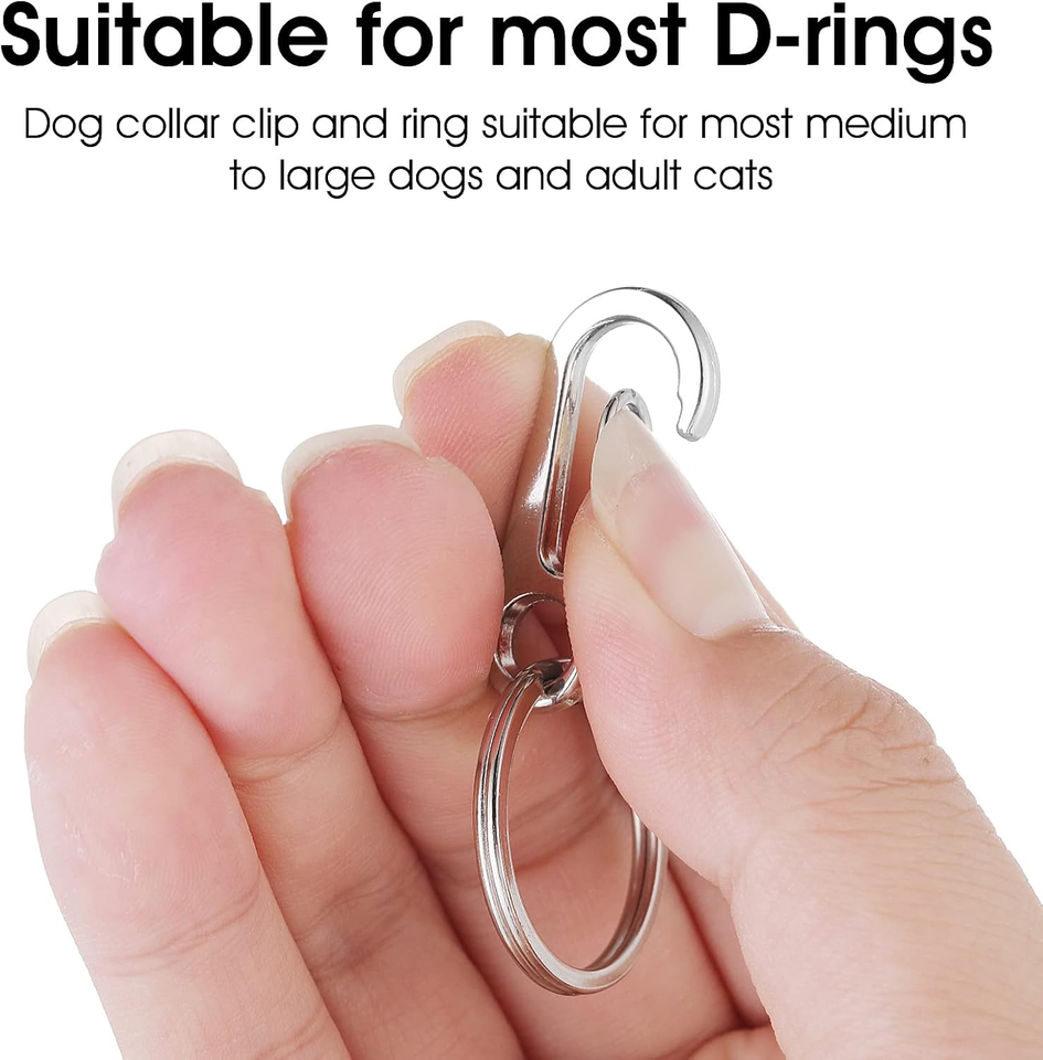 Dog Tag Clips with Rings, 24PCS Heavy Duty Stainless Steel Pet ID Tag ...