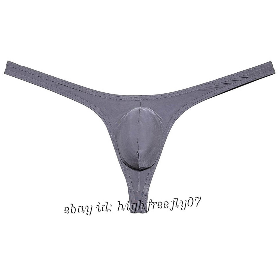 Mens Shiny T-back Underwear Male Bulge Pouch G-string Thong Ice Silk ...