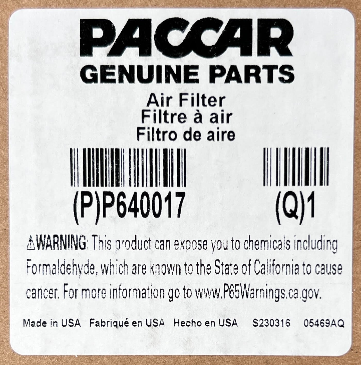 P640017 Genuine Paccar Extended Life Air Filter OEM - New | eBay