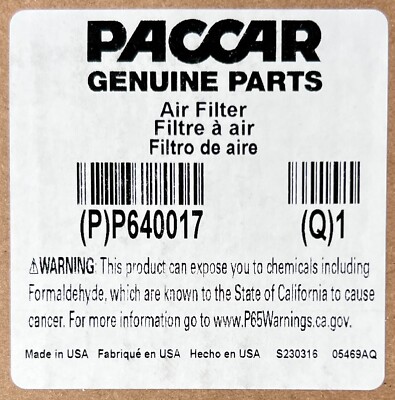 P640017 GENUINE PACCAR EXTENDED LIFE AIR FILTER OEM - NEW | eBay
