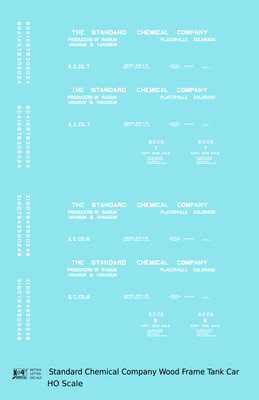 K4 HO Scale Decals Standard Chemical Co. Early Tank Car Colorado ...