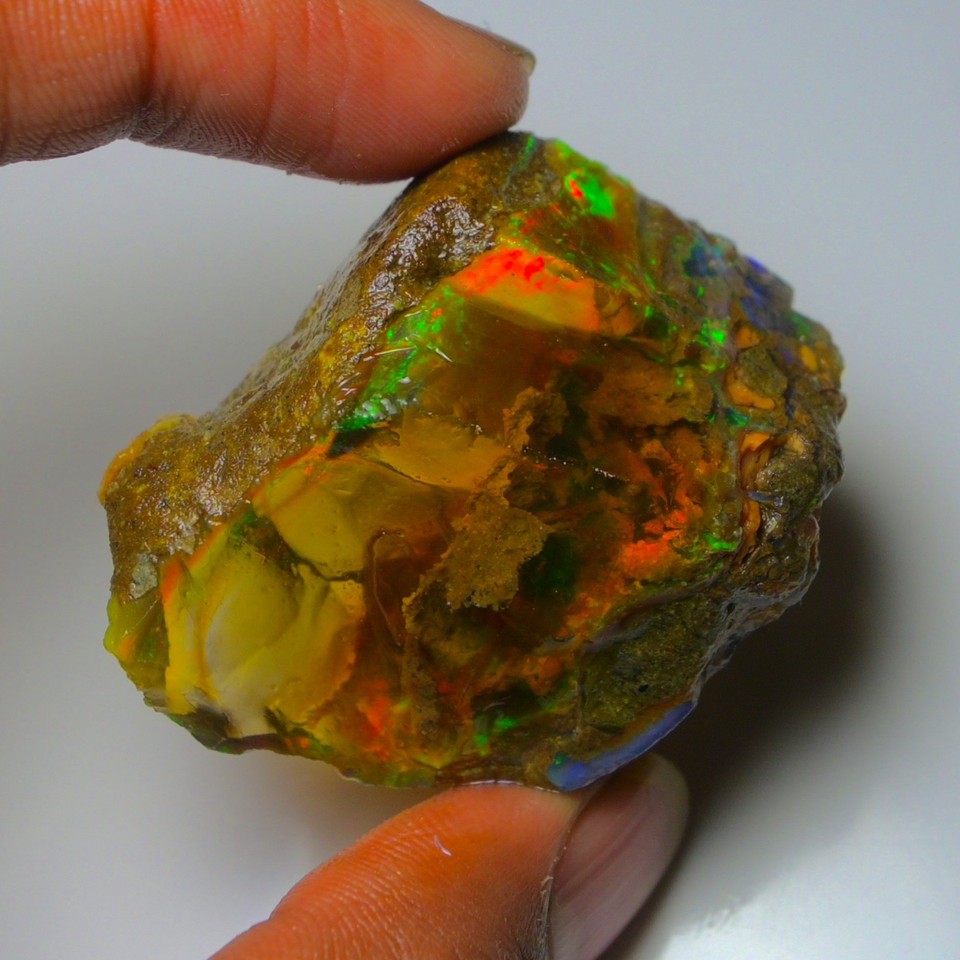 Ethiopian Oil Opal Specimen 158.30 cts Natural Rough Gemstone - Fire ...