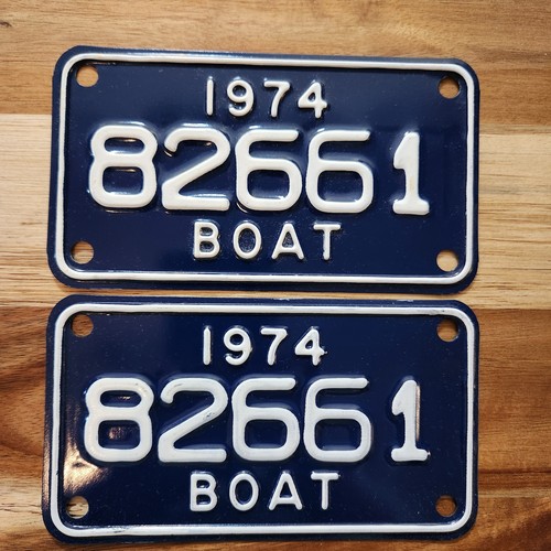 Pair of 1974 Michigan Boat License Plates | eBay