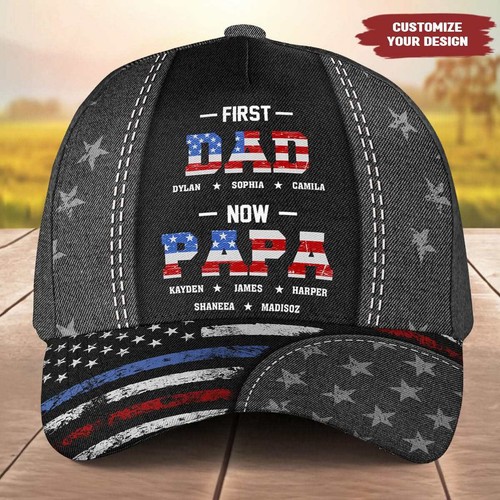 Personalized US Flag Dad Papa Hat, Custom Kid's Name Cap Gift for ...
