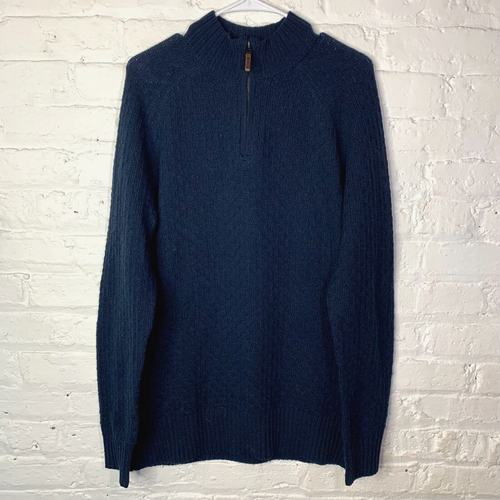 Smartwool 1/4 Zip Knit Sweater Mens Large Merino Wool Blue Long Sleeve ...