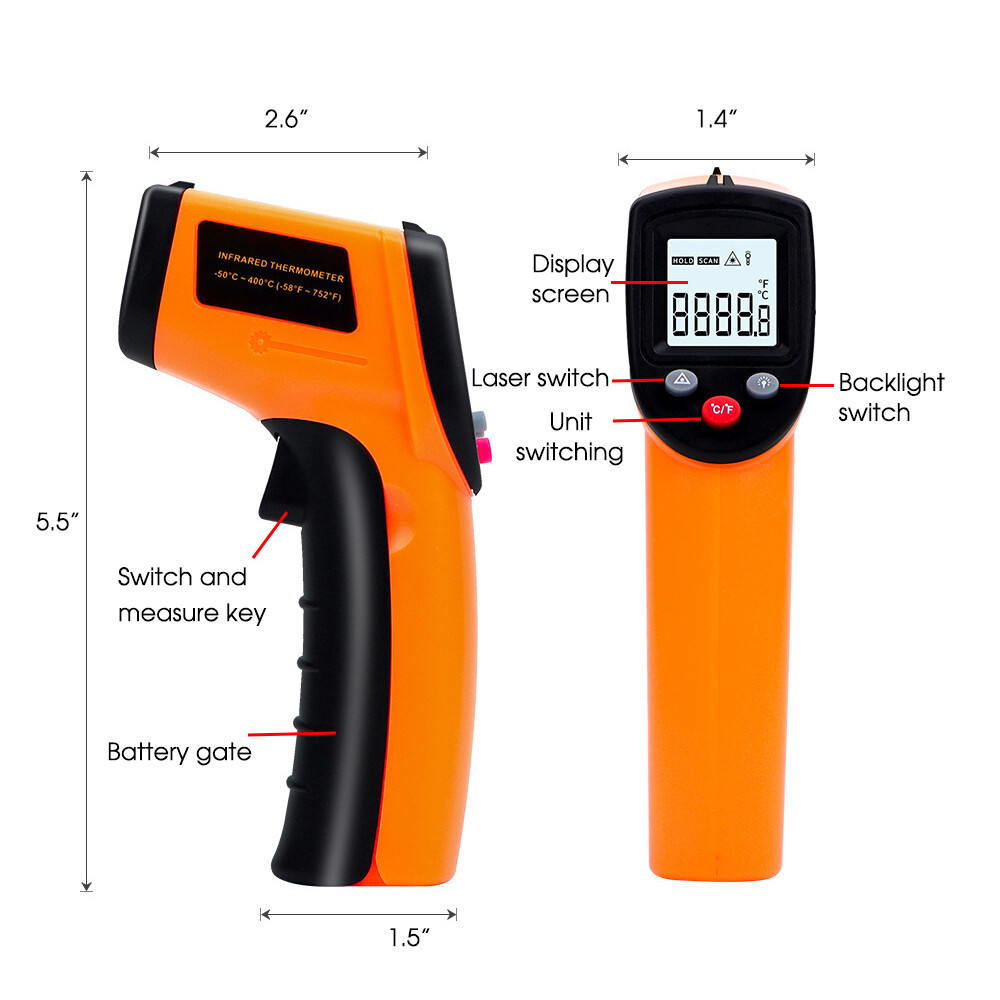 Helect H1020 Non-Contact Digital Laser Infrared Thermometer Gun for ...