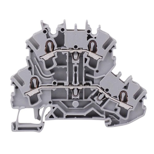 2002-2201 WAGO Grey 4-Way DIN Rail Mount Double Deck Terminal Block ...
