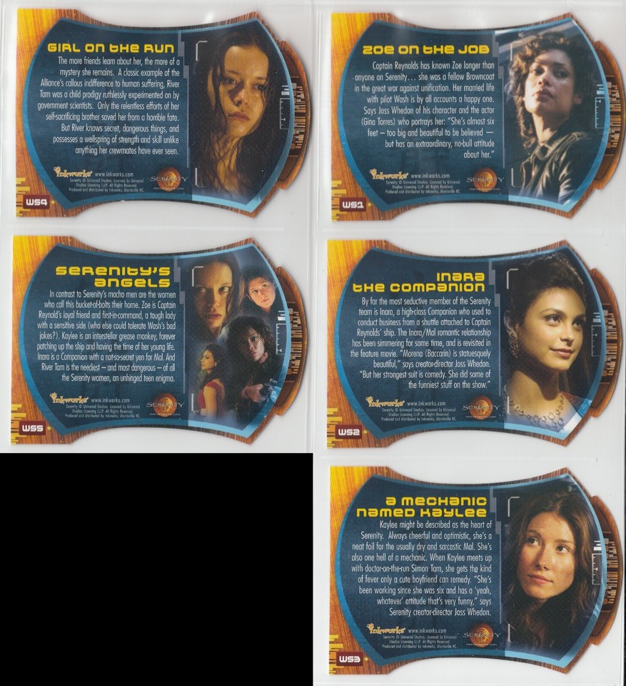 SERENITY TRADING CARDS - WOMEN OF SERENITY DIE-CUT CHASE SET WS1-WS5 | eBay