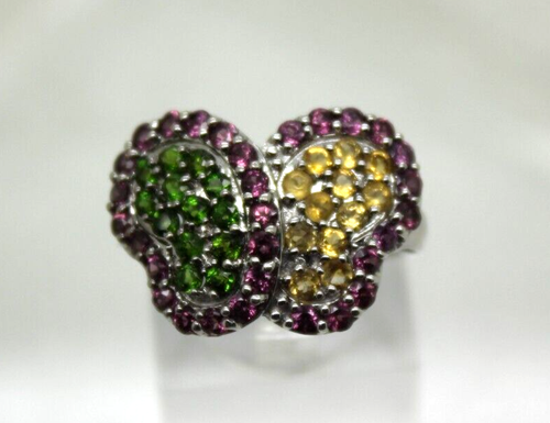 JF Sterling Silver .925 Ring PERIDOT, CITRINE & AMETHYST BUTTERFLY Ring ...