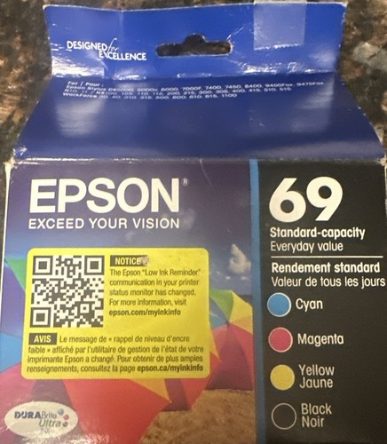 EPSON 69 BLACK + TRICOLR INK CARTRIDGE PACK CYAN/ MAGENTA/ YELLOW READ 10343873292 | eBay