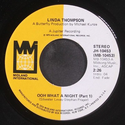 LINDA THOMPSON: ooh what a night (part 1) / mono MIDLAND INT'L 7 ...