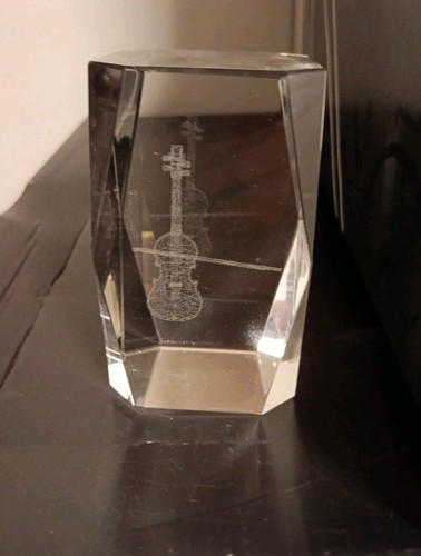 Paperweight 3D cello Laser Etched Chrystal Glass 1990s Musical ...