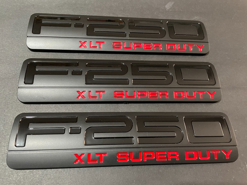 3pcs XLT Super Duty Side Fender Black Red Emblems Badge for fits F ...