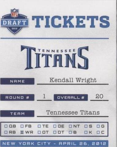 2012 Playoff Prestige - Nfl Draft Tickets Kendall Wright #7 (RC) for ...