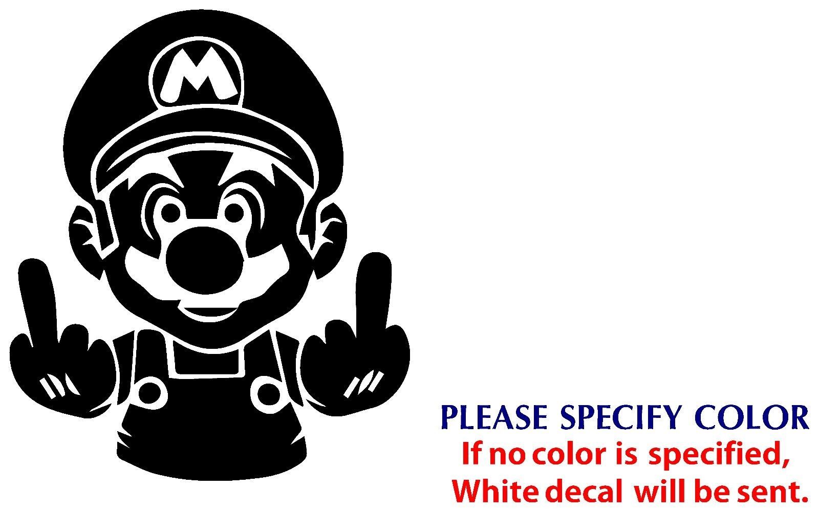 Mario Middle Finger Game Graphic Die Cut decal sticker Car Truck Boat ...
