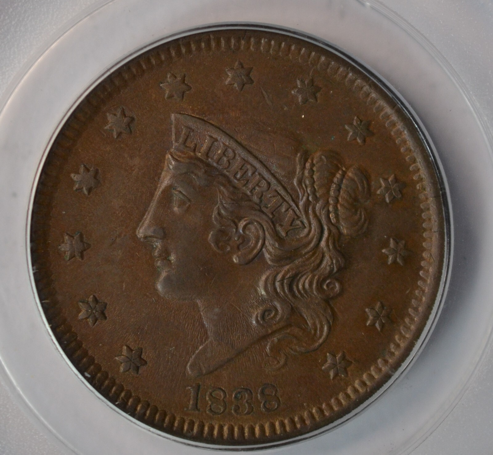 1838 Coronet Head large cent, PCGS MS63BN, OGH..........Type Coin ...