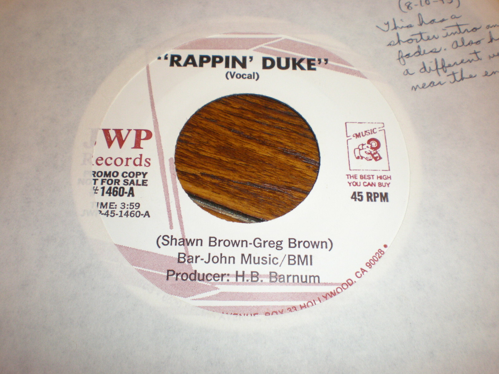 Bar John Music 45 Rappin Duke PROMO JWP | eBay