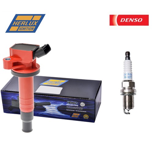 Set of 1 x Spark plug Denso PK16TT & 1 x Herko Ignition coil B145HE ...