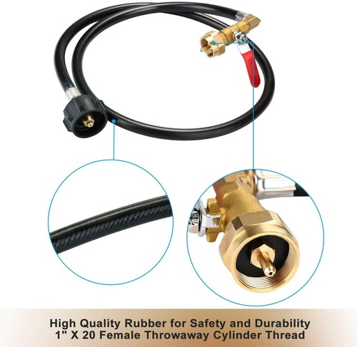 48'' Upgraded Propane Refill Adapter Hose, QCC1 Inlet Control Valve 2 ...
