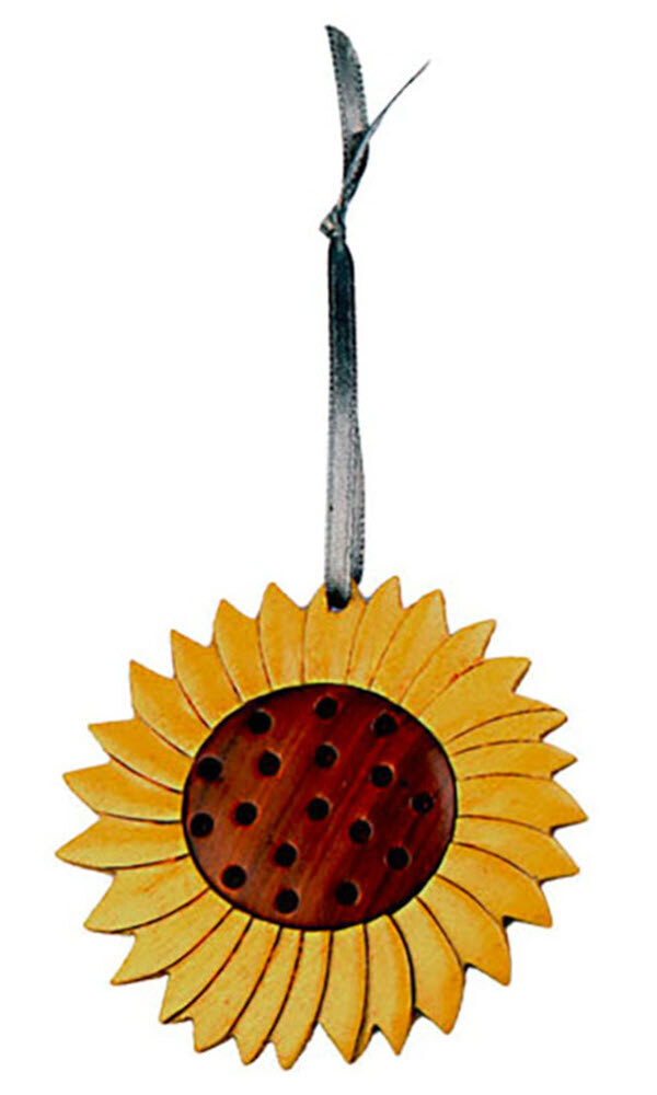 Sunflower - Double-sided Wood Intarsia Christmas Tree Ornament- Plant ...