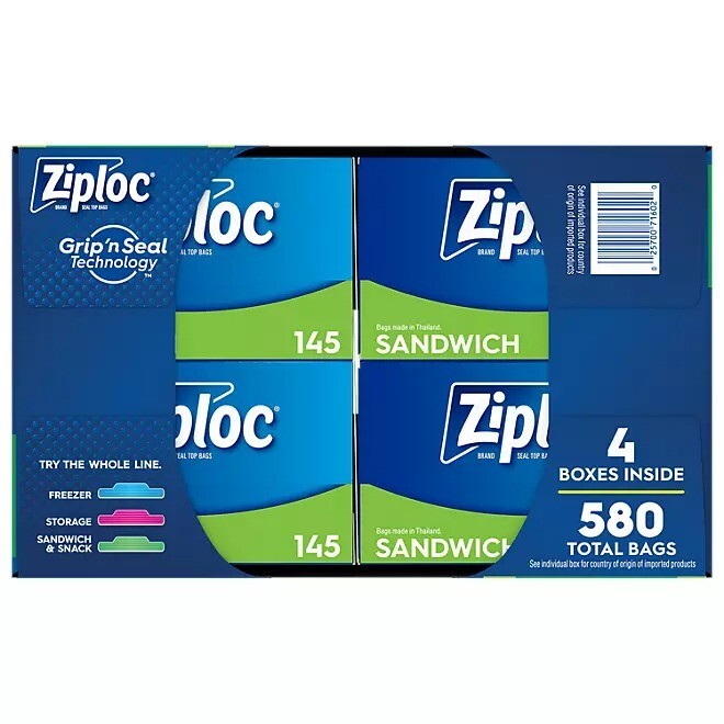 Ziploc Easy Open Tab Sandwich Bags, Bulk Food Storage, Durable - 580 ...