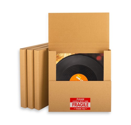 Kraft Vinyl Record Mailers 12.5L x 12.5W x 1H LP Album Shipping Boxes ...