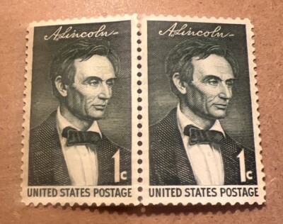 US 1 Cent Green Abraham Lincoln Stamp 1959 Sesquicentennial Series ...