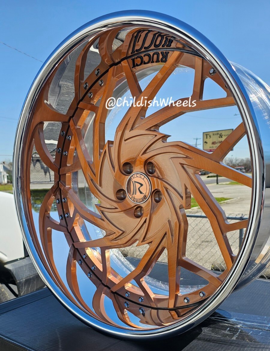 24" Inch Rose Gold Rucci Buds 5x115 WIDEBODY Charger Challenger 2pc ...