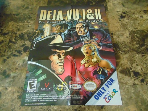 Nintendo Game Boy Color Deja Vu I & II Foldable Promo Poster Insert ...