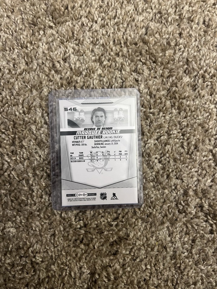 2024-25 O-Pee-Chee #546 Cutter Gauthier Draft Photo Variant Hockey Card ...