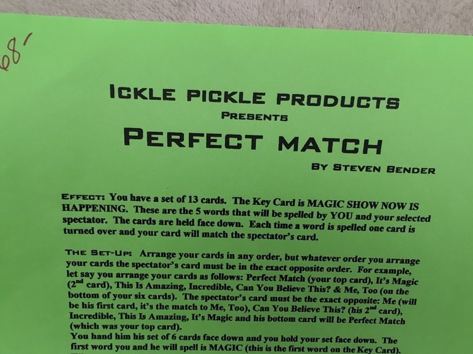 PERFECT MATCH Ickle Pickle Stage Magic Trick | eBay