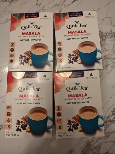 4 Boxes QuikTea Chai Tea Latte Indian Masala Instant Natural Spices ...