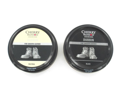 CHERRY BLOSSOM DUBBIN NEUTRAL BLACK 40ML TIN WATERPROOF LEATHER SHOE ...