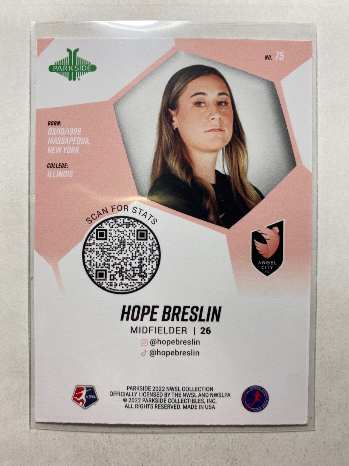 Hope Breslin 2022 Angel City FC #75 Parkside NWSL Rookie Card | eBay