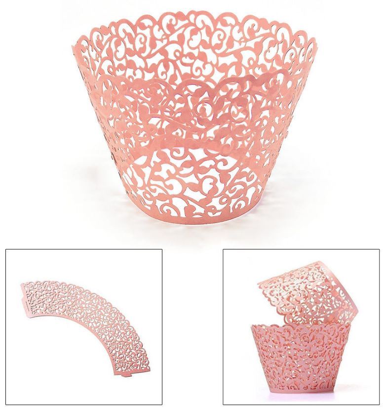 50 x White Pearl Lace Filigree Wedding Cupcake Wrapper Baking Cake Cups ...