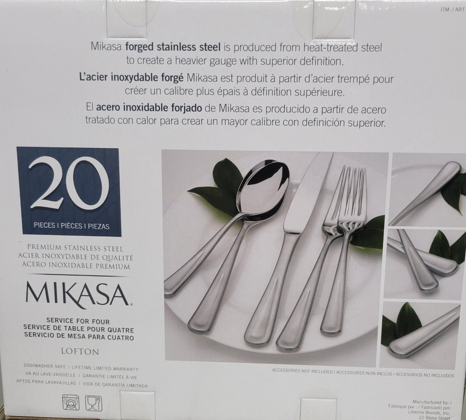 Mikasa Lofton 20-Piece Flatware Forged Premium Stainless Steel ...