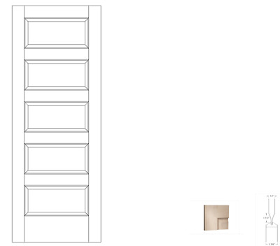 Clear Maple 5 Panel Equal Raised Stain Grade Solid Core Interior Wood ...