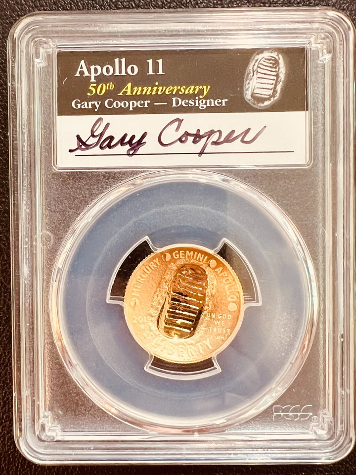 2019-W $5 Apollo 11 50th Anniversary Gold Coin PCGS PR69DCAM, Gary ...