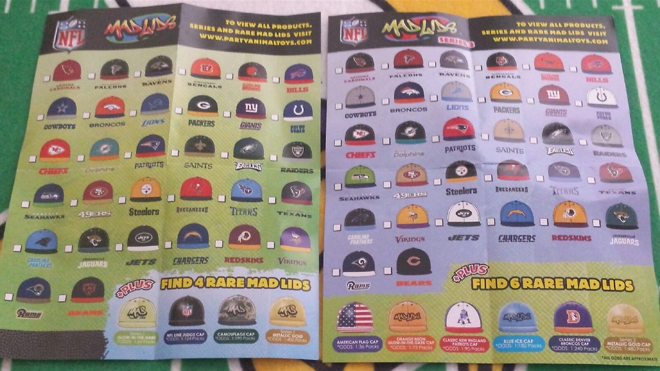 NFL Mad Lids Series 1 & 2 Green Bay Packers 2-pack (2 caps/stands ...