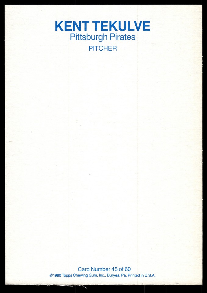 1980 Topps Superstar Photos (White Backs) #45 Kent Tekulve | eBay