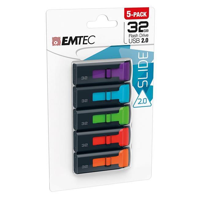 Emtec ECMMD32GC452P5 Flash Drive 32 GB C450 Slide - Pack of 5 for sale ...
