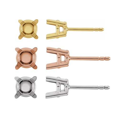 14K 18K Gold Platinum or 925 Heavy 4 Prong Friction Post Stud Ear Mount ...