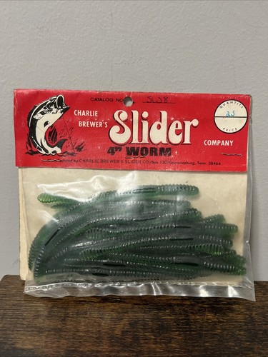 VTG NEW Charlie Brewer’s SW8 Slider Worms 4" GREEN ~ NOS 25-CT Pack | eBay