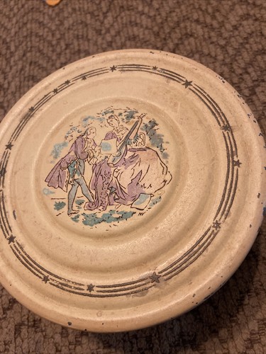 Antique Musical Powder Puff container yellow gold stars Victorian ...